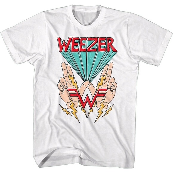 Shirts | Weezer Hands Symbol T Shirt Flying W Lightning Rock Band Merch ...